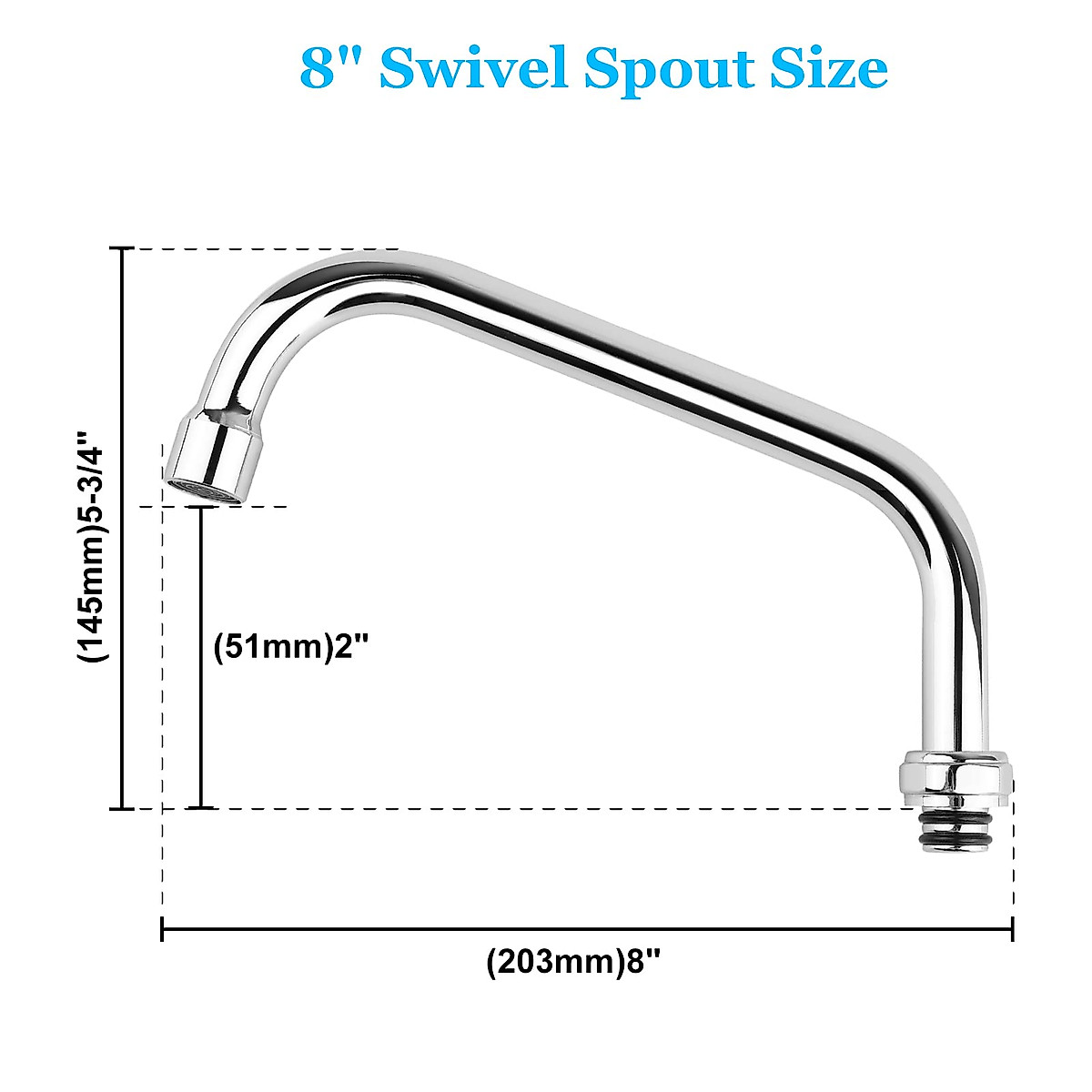 NETISR Swivel Faucet Spout for Commercial Faucet Only, Faucet Replacement Parts Krowne Faucet Parts, Brushed Nickel, 8 inches