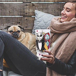 LAZYKITTY Nightmare Before Christmas Tumbler Cup with Straws and Lid, Jack and Sally Nightmare Before Christmas Gift for Women Friend Wife Daughter, Double-wall Stainless Steel Vacuum Insulated, 20 Oz