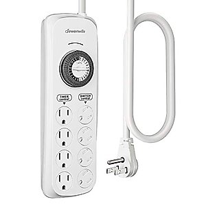 DEWENWILS Mechanical Timer Power Strip with 8 Outlets, Flat Plug, 6ft Long Cord, Overload Protection, Indoor Timer for Bearded Dragon Tanks, Aquarium, Grow Lights, Plants, Reptile Light, UL Listed