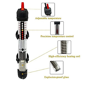 Nobiqfoq Fish Tank Aquarium Heater - Submersible Thermostat Adjustable Temperature Heater for Saltwater & Freshwater 50W