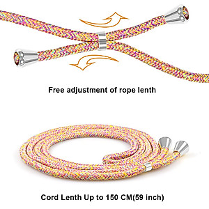 YESPURE for iPhone XR Case Clear Neck Hanging Adjustable Shoulder Lanyard Crossbody Phone Cover Women Girls Soft TPU Slim Protective Strap Mobile Case for iPhone XR - Rainbow