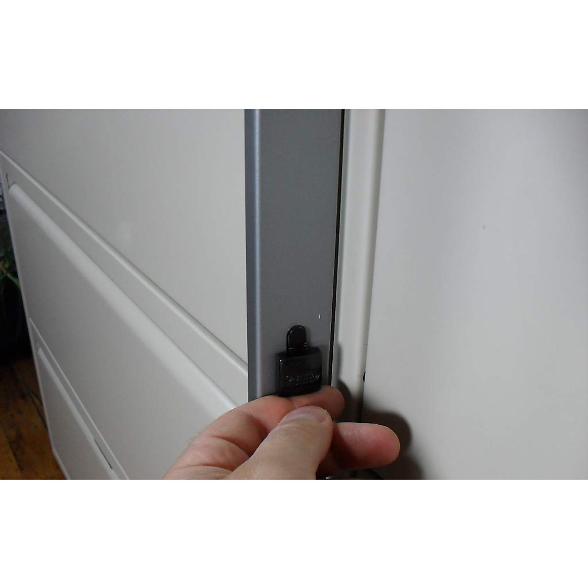 File Cabinet Locking Bar. Fits 5 Drawer File Cabinets. Includes Cobalt Drill Bit. (Gray)