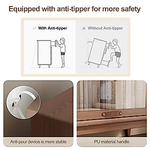 AQIMUELE Wood Bookcase 5 Tier Bookshelves with Tempered Cabinet Glass Doors 72 inch, Brown Finish Cube Storage Organizer, Bookshelf Versatile Storage Pantry with for Kitchen Home, Office