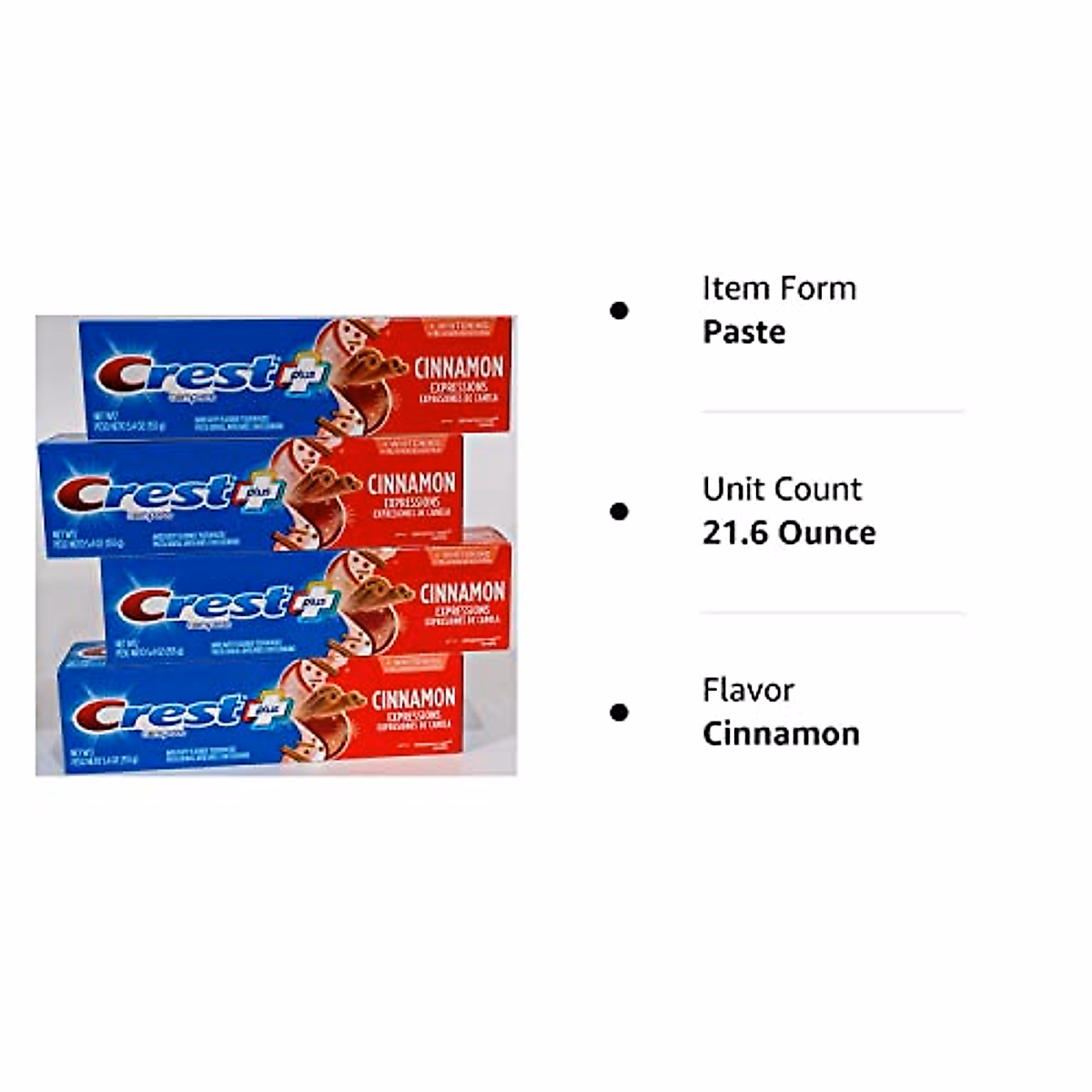 Crest Plus Complete + Whitening Cinnamon Rush Expressions 5.4 oz (4 Pack) 5.4 Ounce (Pack of 4)