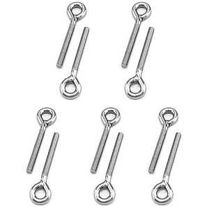 QWORK M10 Eye Bolt Ring Bolts, 10 Pack Heavy Duty Stainless Steel Shoulder Lifting Ring Threaded Eyebolts, Welded Closed Screw Rod Eye Screw Bolts