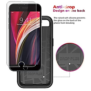 Diverbox Designed for iPhone SE case with Screen Protector Heavy Duty Shockproof Shock-Resistant Cases for Apple iPhone se Phone 2022/2020 Release - Black