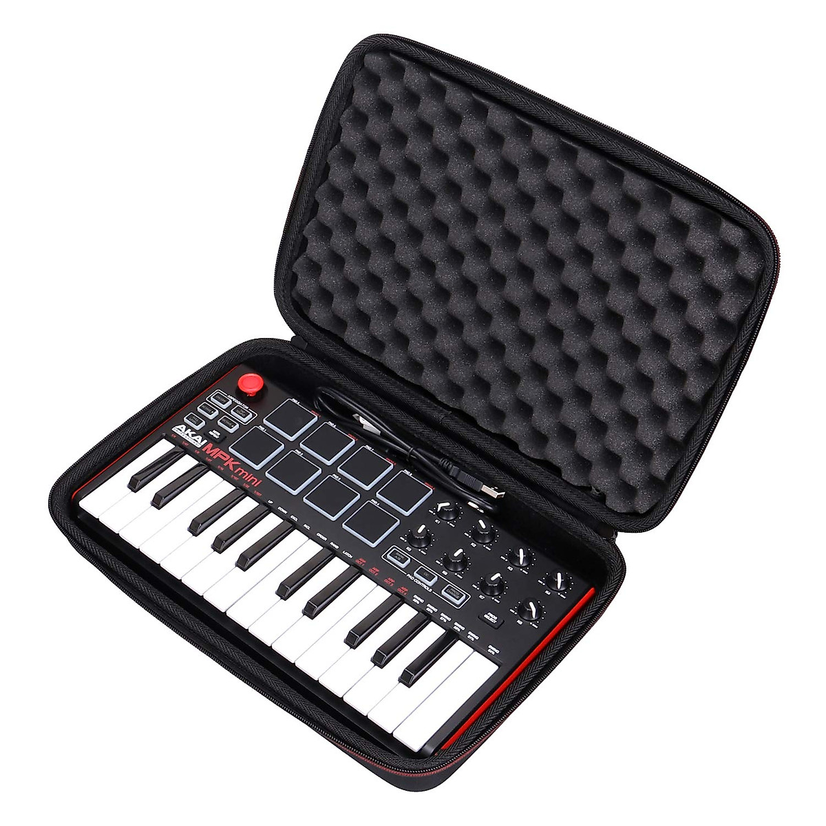 LTGEM Travel Hard Carrying Case for Akai Professional MPK Mini MK3 / MPK Mini Play MK3 / MPK Mini MKII/MPK Mini Play - 25 Key USB MIDI Keyboard Controller, Black+Black(Case Only)