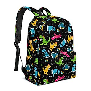 Dinosaur Fashion Backpack Casual 17 Inch Bookbag,Cute Lightweight Daypack Laptop Backpack for Teen/Boys/Girls