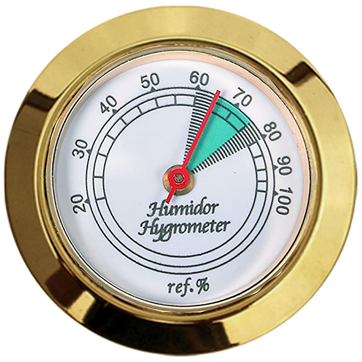 Medium Round Analog Hygrometer Humidity Gauge for Humidors - Color: Gold