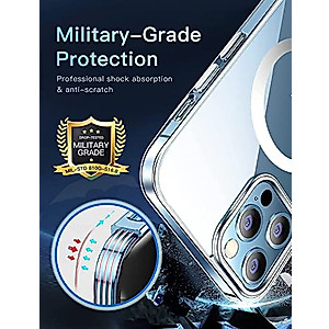 SONVICTY LIFE [2 in 1] Magnetic Clear Case for iPhone 13 Pro Max + 1x Magnetic Leather Wallet Card Holder, [Anti-Yellowing] [Mil-Grade Drop Tested] Compatible with All MagSafe Accessories, 6.7" Blue