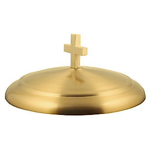 Communion Ware 3 Holy Wine Serving Trays with A Lid & 2 Stacking Bread Plates with A Lid - Stainless Steel (Brass/Gold)