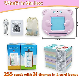 MAYAPHILOS 510 Words Alphabet Talking Flash Cards for 3-8 Years Toddlers, Educational Learning Interactive Toy for Boys Girls Kids Birthday Gifts, Preschool Montessori Speech Therapy Autism Toys Pink