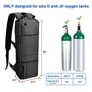 iGuerburn Oxygen Tank Backpack Size D, Portable Oxygen Backpack for D/M15 JD/M22 Cylinder Bag O2 Tank Carrier Holder for Travel (Black)