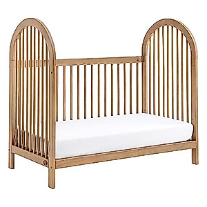 Oxford Baby Everlee Modern High Arch 3-in-1 Convertible Island Crib with Round Spindles, Honey Wood