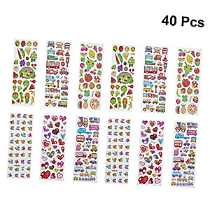 ibasenice 80 Sheets Laptop Toy Kids Educational Toys Assorted Toys Laptop Decal Puffy Stickers Toy Laptop Stickers for Kids 3D Kids Decal DIY Handcraft Sticker Fluffy Water Bottle Child