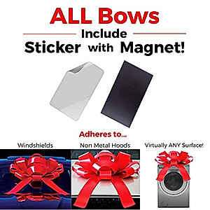 CarBowz Big Pink Car Bow, Happy Birthday Bow, Giant 30" Bow, Non Scratch Magnet, Weather Resistant Vinyl