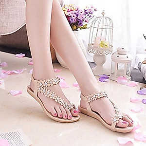 Highly Recommend Great Value Flip-Flop Women Summer Bohemia Flower Beads Flip-Flop Shoes Flat Sandals