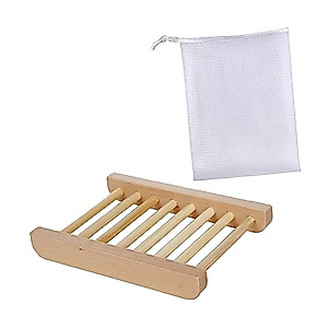 Alipis 1 Set soap Holder Tray Kitchen countertop soap Holder soap draining Holder Foaming Net soap Drain Rack soap Riser soapdish soap Bag Bath soap Holder Soap Dish Holder Bamboo Sponge