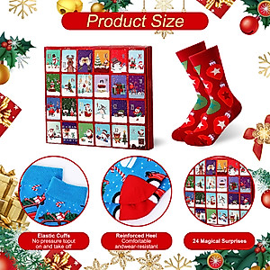 Liitrsh 24 Pairs Christmas Sock Advent Calendar 2023 Unisex Socks Set 24 Days Countdown Calendar Gift for Adults Novelty Holiday Crew Socks with Christmas Calendar for Holiday Xmas Party Favor Gifts