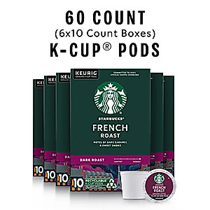 Starbucks K-Cup Coffee Pods—Dark Roast Coffee—French Roast for Keurig Brewers—100% Arabica—6 boxes (60 pods total)