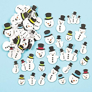 Baker Ross EF408 Snowman Foam Stickers - Pack of 120, Self-Adhesive Puffy Scrapbook Stickers for Kids Arts and Crafts