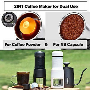 STARESSO Classic Portable Espresso Maker, 2 in1 Travel Coffee Maker,Compatible Capsules and Ground Coffee,Manual Espresso Machine,Hand Press Coffee Maker for Kitchen Travel,Camping,Hiking