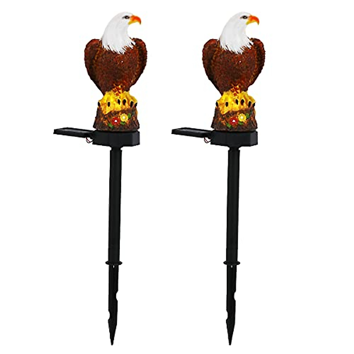 PERFECTOP 2 Pack Solar Eagle Garden Lights, Outdoor Solar Bald Eagle Figurines Decorative Stake Light, Garden Eagle Animal Bird Decor Yard Lawn Pathway Decoration Thanksgiving Christmas Ornament Gift