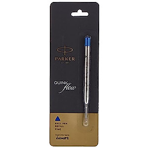 Parker Ball Point Pen Refills, Fine Point, Blue Ink, Pack of 6