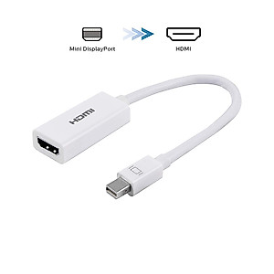 PHILIPS Mini DisplayPort to HDMI Adapter, Unidirectional, Audio and Video, Full HD 1080p, 4K Ultra HD, Slim Compact Portable Design, White Cable, for All Brands, SWV9200F/27