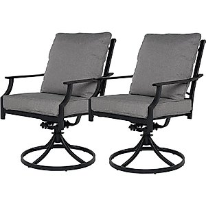 Grand patio Patio Dining Set for 2, E-Coated Outdoor Dining Set, 2 Swivel Dining Chairs Outdoor Furniture Set with Olefin Cushions, Grey