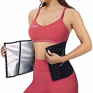 HOTSUIT Waist Trainer for Women Cincher Back Support Sauna Wraps Corset Shapewear Sauna Suit,Black,XL
