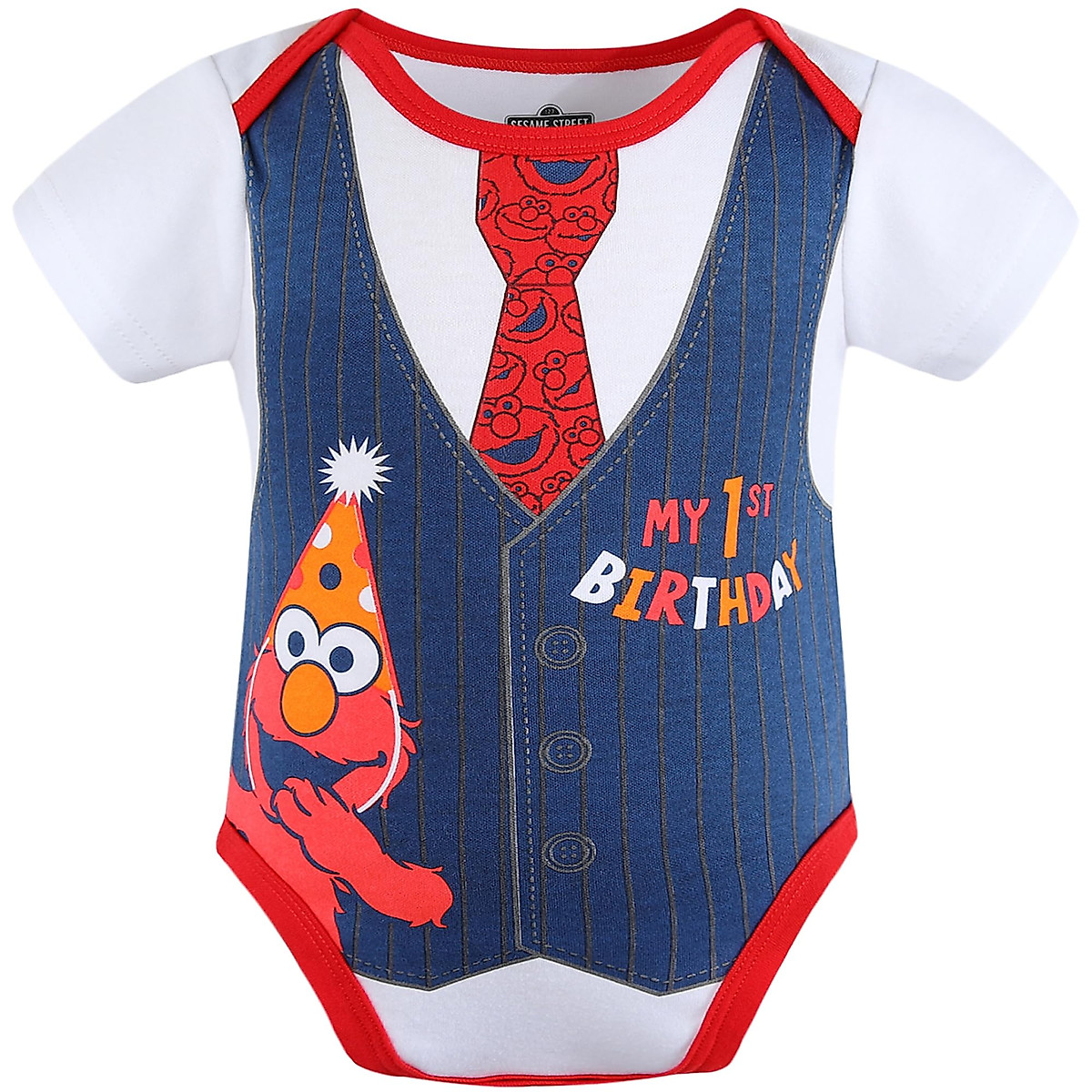 Sesame Street Elmo First Birthday Baby Boys Bodysuit Creeper for Infants