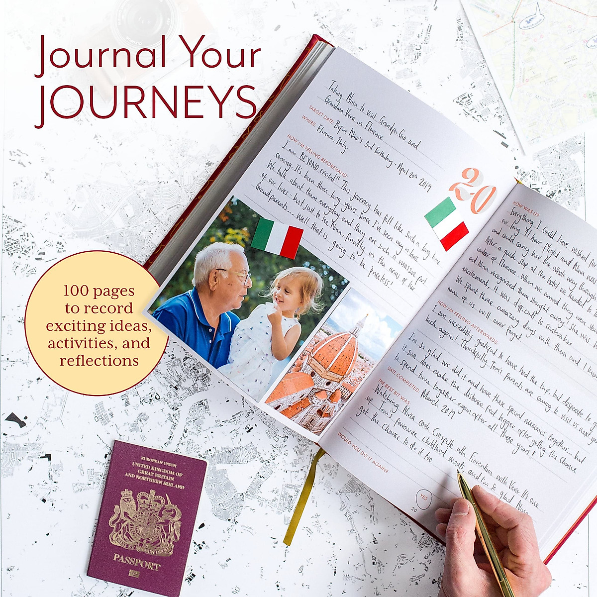 Paperoo The Amazing Bucket List Book & Unique Travel Guide - Undated Travel Journal with 2000+ Destination Ideas - Grey Fabric