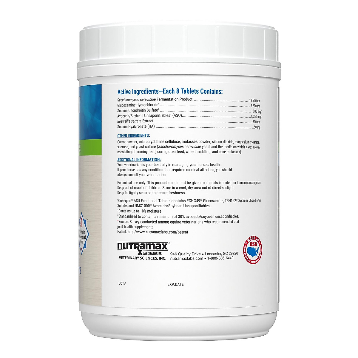 Cosequin ASU Joint & Digestive Health Functional Tablets for Horses, 240 Tablets