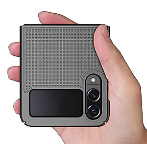 Case with Clip for Galaxy Z Flip 4 5G, Nakedcellphone [Grid Texture] Slim Hard Shell Cover and [Rotating/Ratchet] Belt Hip Holster Holder Combo for Samsung Z Flip4 Phone (SM-F721U, 2022) - Black