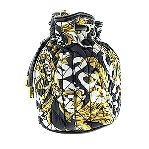 Versace Jeans Couture Black/Gold Heart Charm Purse Small Braid Bucket Crossbody Bag for womens