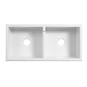 Signature Hardware 926907-39 Risinger 39" Double Basin Fireclay Farmhouse Sink