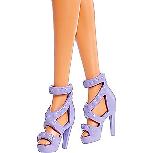 Barbie Pop Star Fashion Doll with Pink Hair & Brown Eyes, Iridescent Skirt & Microphone Accessory