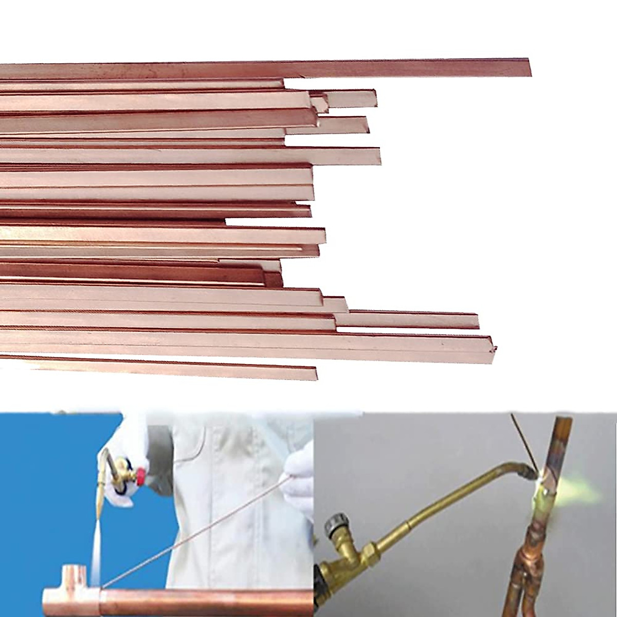 GOODSDS Welding Filler Rods Wire Low Temperature Flat Soldering Rods Phosphor Copper Welding Repair Electrode Copper Tube Tool
