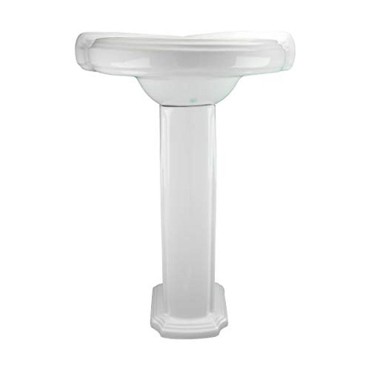 Portsmouth 22 Inch Corner Pedestal Bathroom Sink Small White - Overflow and Pre-Drilled 4 in. Centerset Faucet Holes - Grade A Porcelain Easy Clean and Install Renovators Supply Manufacturing