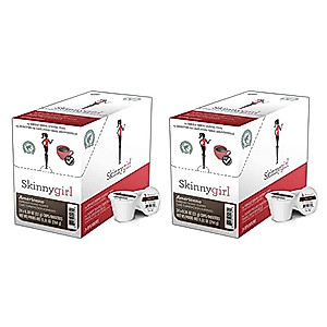 Skinnygirl Coffee Pods, Americano, Espresso Roast Coffee in Single Serve Pods for Keurig K Cups Brewers, 24 Count Per Box, 2 Boxes