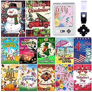 Insnug Seasonal Garden Flags Set Of 12 Double Sided - Mother's Day, Easter, Christmas, Happy New Year, Valentine, Independence day, Small Yard Flags, Perfect Easter Decorations 13.5 x 9.5 With Small Storage Bag