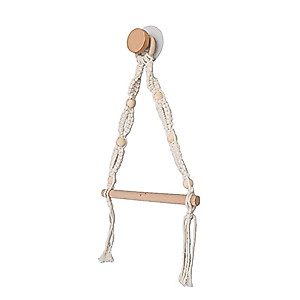 Vintage Rope Towel Holder No Punching Wall Mounted Wide Application Space Saving Eco Friendly with Wooden Rod for Bathroom Kitchen