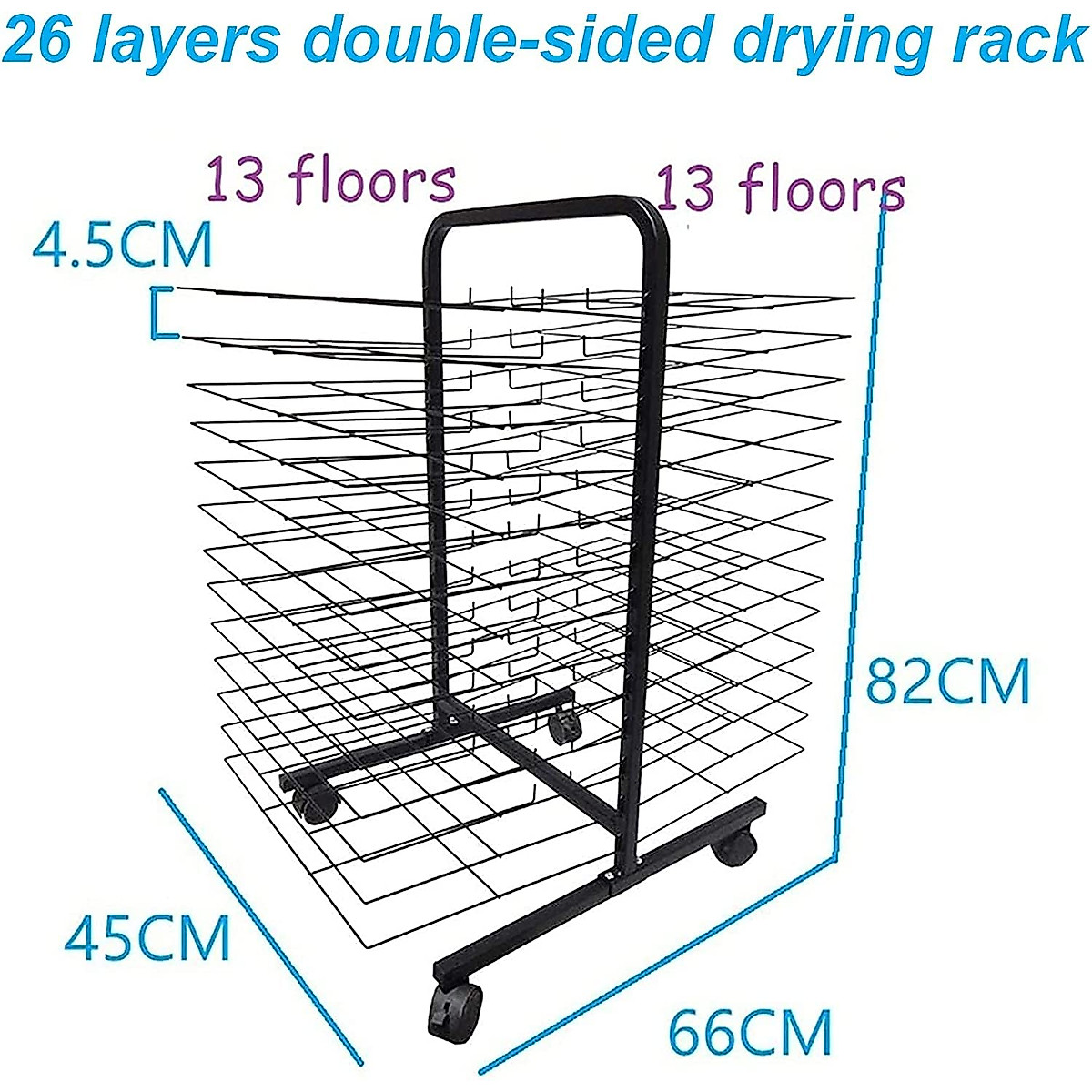 Art Drying Rack, 26-Tier Mobile Art Drying Rack with Wire Rack for Artwork, Drying and Printing Rack, Ideal for Schools and Art Clubs