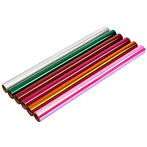 6 Rolls Transparent Colored Cellophane Wrap for Gift Wrapping, 6 Colors (17 Inches x 10 Feet)
