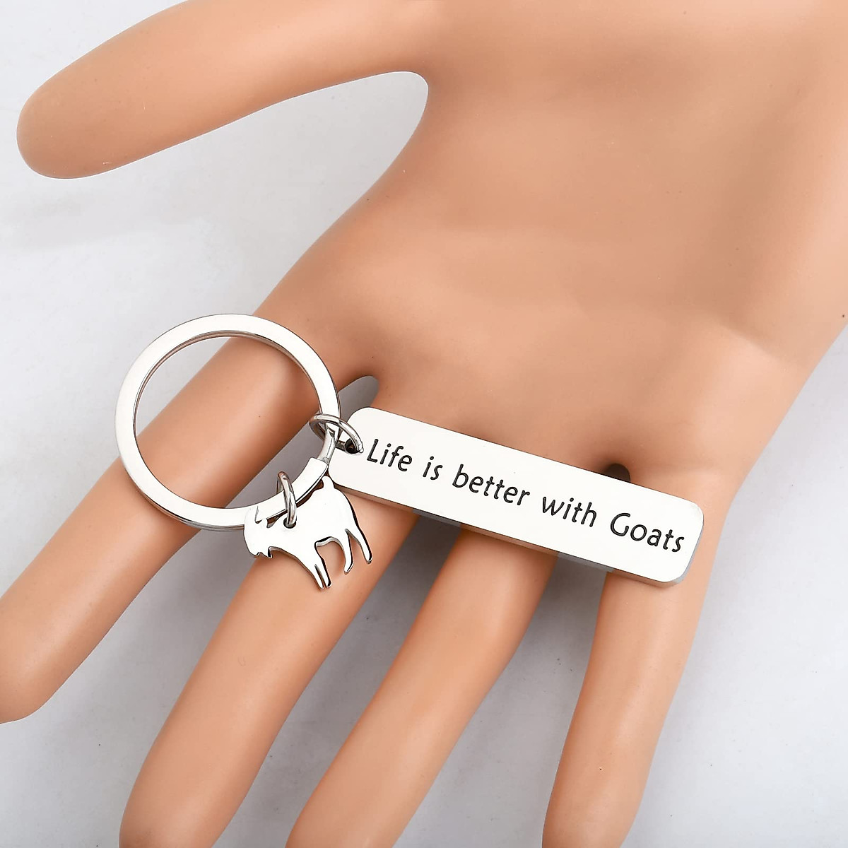 PENQI Goat Jewelry Goat Themed Gift Life is better with Goats Key Ring Funny Gift Farm Gift Farm Animal Lover Jewelry Goat Lover Gift (sliver)