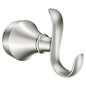 Moen Hamden Spot Resist Brushed Nickel Double Towel Robe Hook, MY6203BN