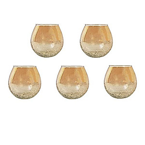 Valentine's Day Candle Holder Half Crackle Glass Garden Wedding Decoration Tea Light Candle Holder Votive Light Candle Holder Bulk 5 Pcs