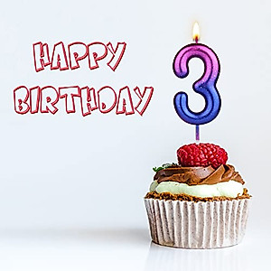 TOYMIS 2.4in Birthday Candle, Purple Blue Gradient Number Birthday Candles for Cake Number Candle Decoration for Kids Adults Birthday Party Wedding Anniversary Graduation Ceremony (3)