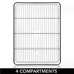 mDesign Plastic Stackable Tea Bag Storage Organizer Bin with 4 Divided Compartments - Holder for Kitchen Cabinet, Pantry, Countertop - Holds Sugar Packets, Coffee Pods, Ligne Collection, 4 Pack, Clear